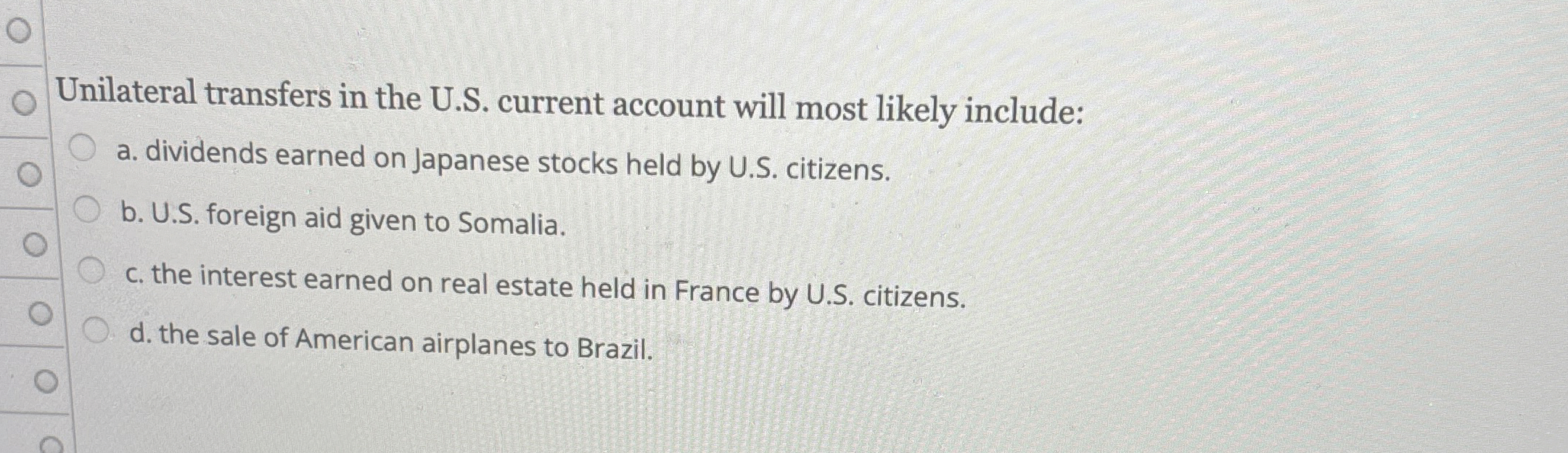 Solved Unilateral transfers in the U.S. ﻿current account | Chegg.com