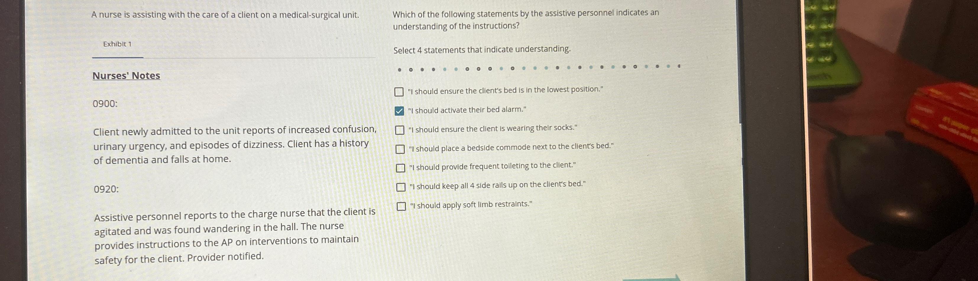 Solved A nurse is assisting with the care of a client on a | Chegg.com
