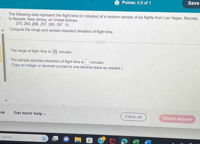 Solved The following data represent the flight time (in | Chegg.com