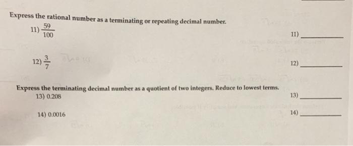 Solved Express the rational number as a terminating or | Chegg.com