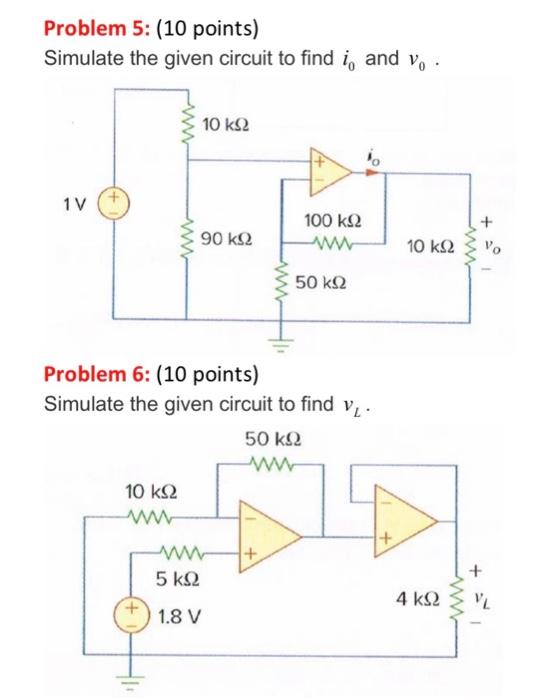 Solved Problem 5 10 Points Simulate The Given Circuit To 
