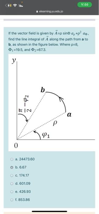 Solved V:00 elearning.yu.edu.jo If the vector field is given | Chegg.com