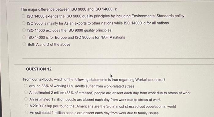 Solved The Major Difference Between Iso 9000 And Iso 14000
