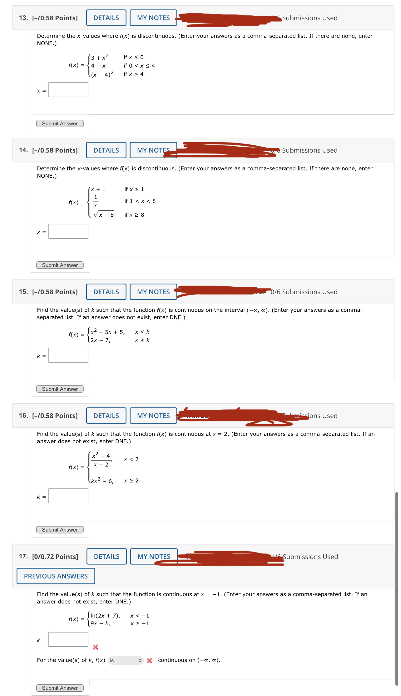 Solved Points]Submissions UsedDetermine the x-values where | Chegg.com