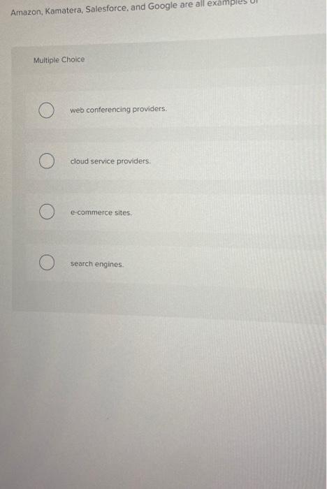 Amazon, Kamatera, Salesforce, and Google are all | Chegg.com
