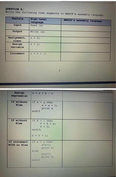 Solved QUESTION 6: Write the following code segments in | Chegg.com