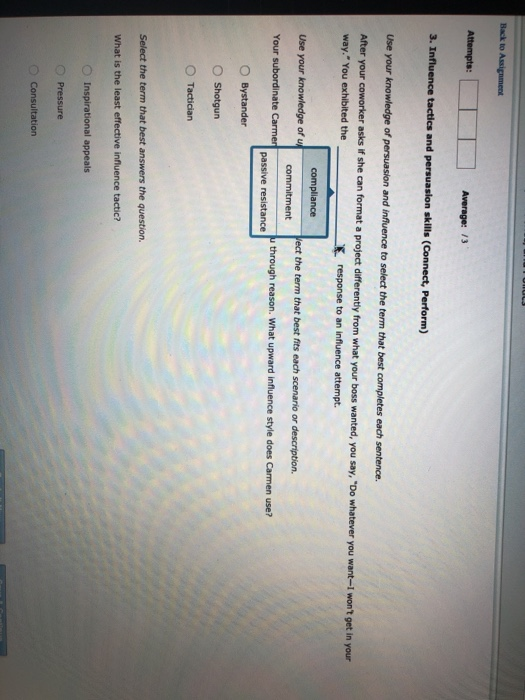 Solved Attempts: Average: 73 3. Influence tactics and | Chegg.com