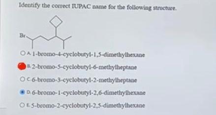 Identify the correct IUPAC name for the following | Chegg.com