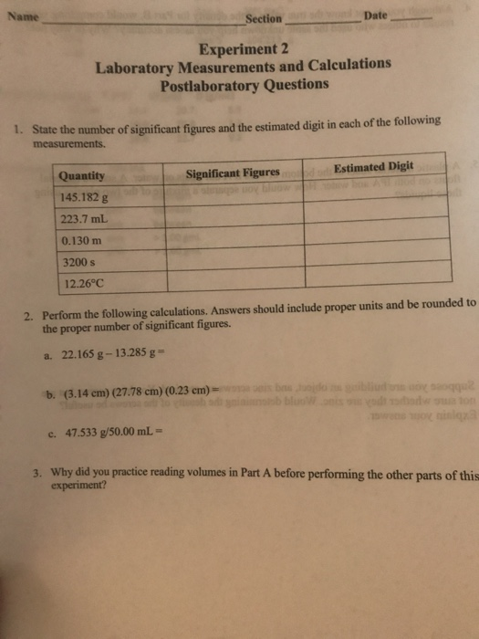 Solved Date farley_Section 527 Experiment 2 Laboratory | Chegg.com