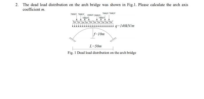 2. The dead load distribution on the arch bridge was | Chegg.com