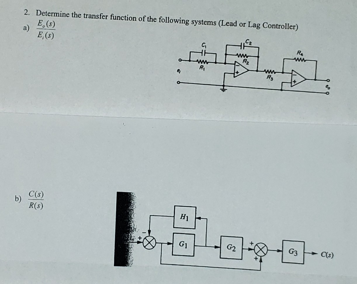 Solved Determine the transfer function of the following | Chegg.com