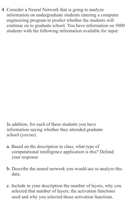 4. Consider a Neural Network that is going to analyze | Chegg.com