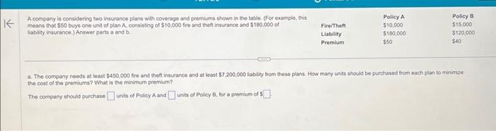 Solved A compeny is considening two insurance plans with | Chegg.com