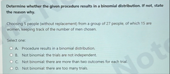 Solved Determine whether the given procedure results in a | Chegg.com