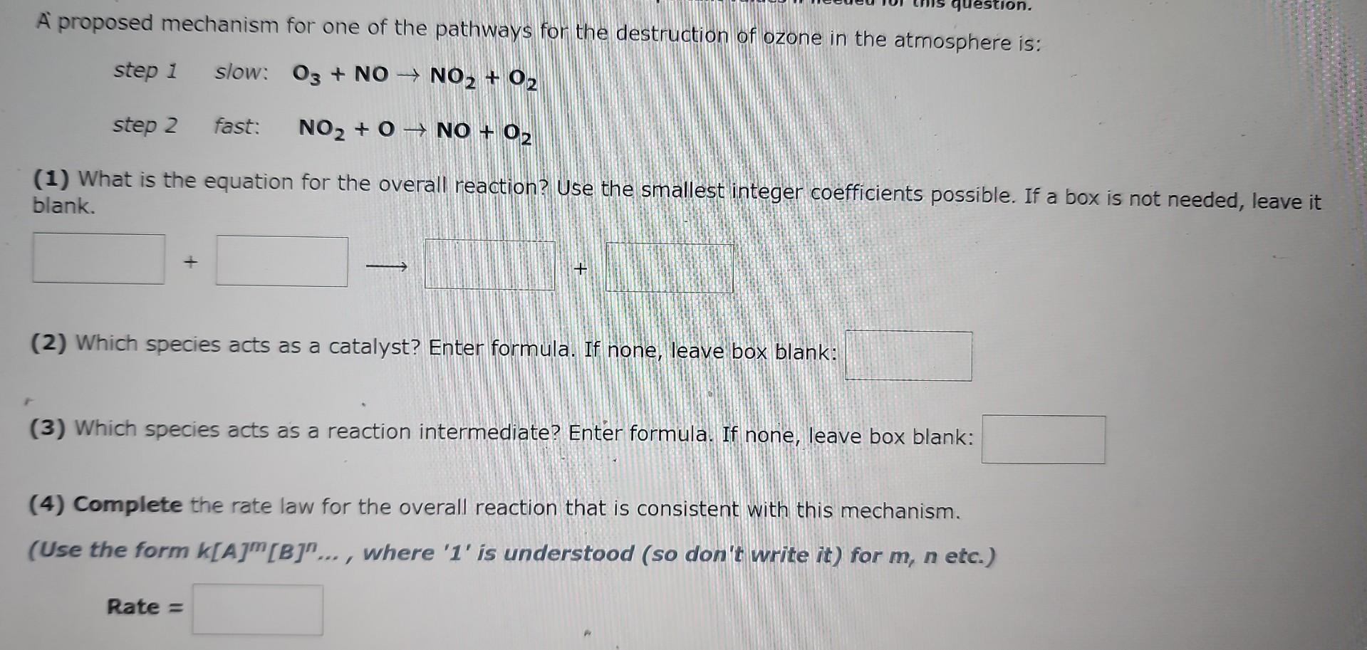 Solved A proposed mechanism for one of the pathways for the | Chegg.com