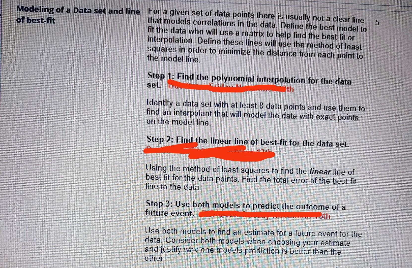 5 Modeling of a Data set and line For a given set of | Chegg.com