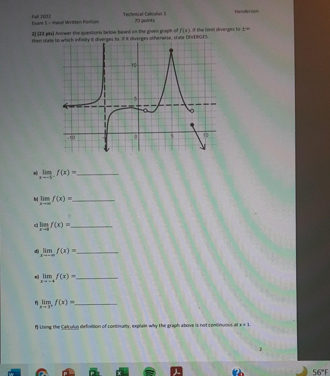 Solved 2) (22 pts) Answer the questions below based on the | Chegg.com