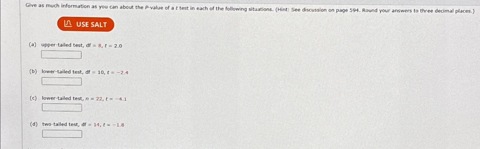 Solved (a) upper-tailed test, df=8,t=2.0(b) lower-tailed | Chegg.com Solved (a) upper-tailed test, df=8,t=2.0(b) lower-tailed | Chegg.com