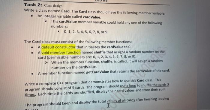 Solved Task 2: Class design Write a class named Card. The | Chegg.com