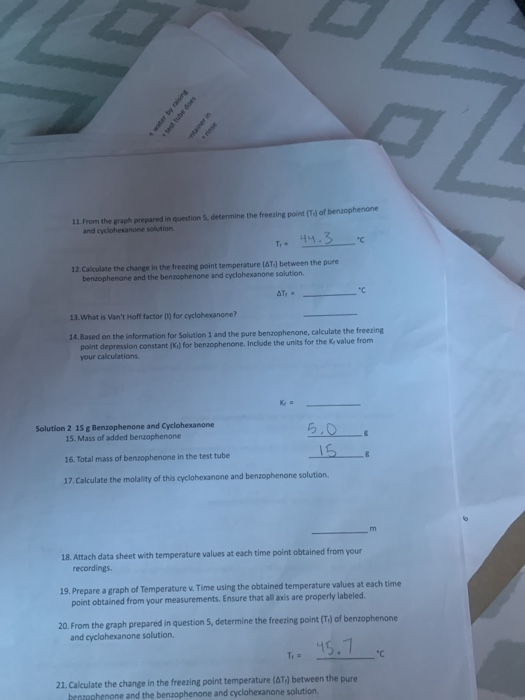 Name Lab Section: Date Experiment il: Colligative | Chegg.com