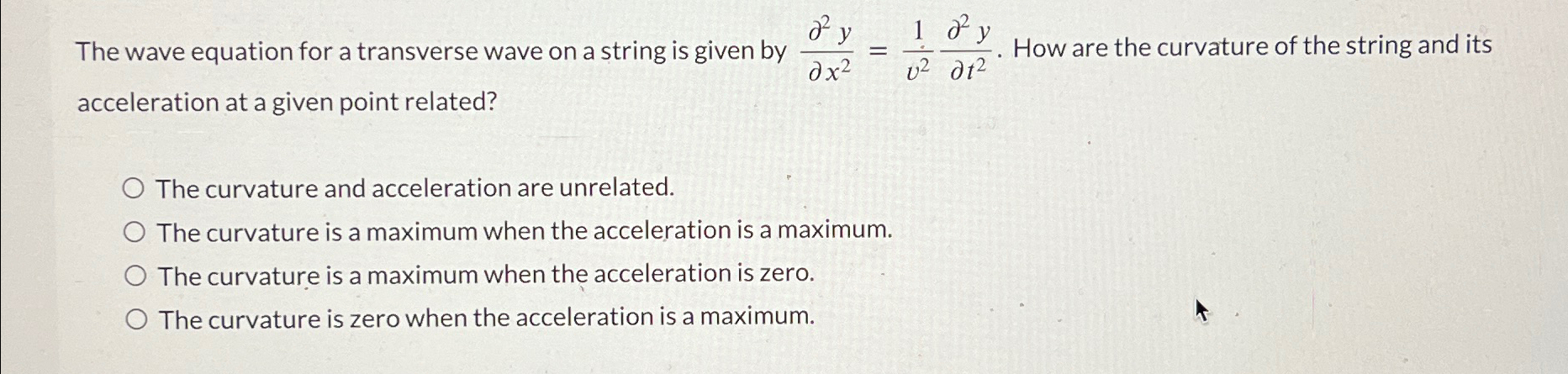 Solved The wave equation for a transverse wave on a string | Chegg.com