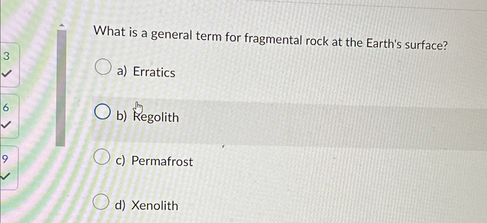 Solved What is a general term for fragmental rock at the | Chegg.com