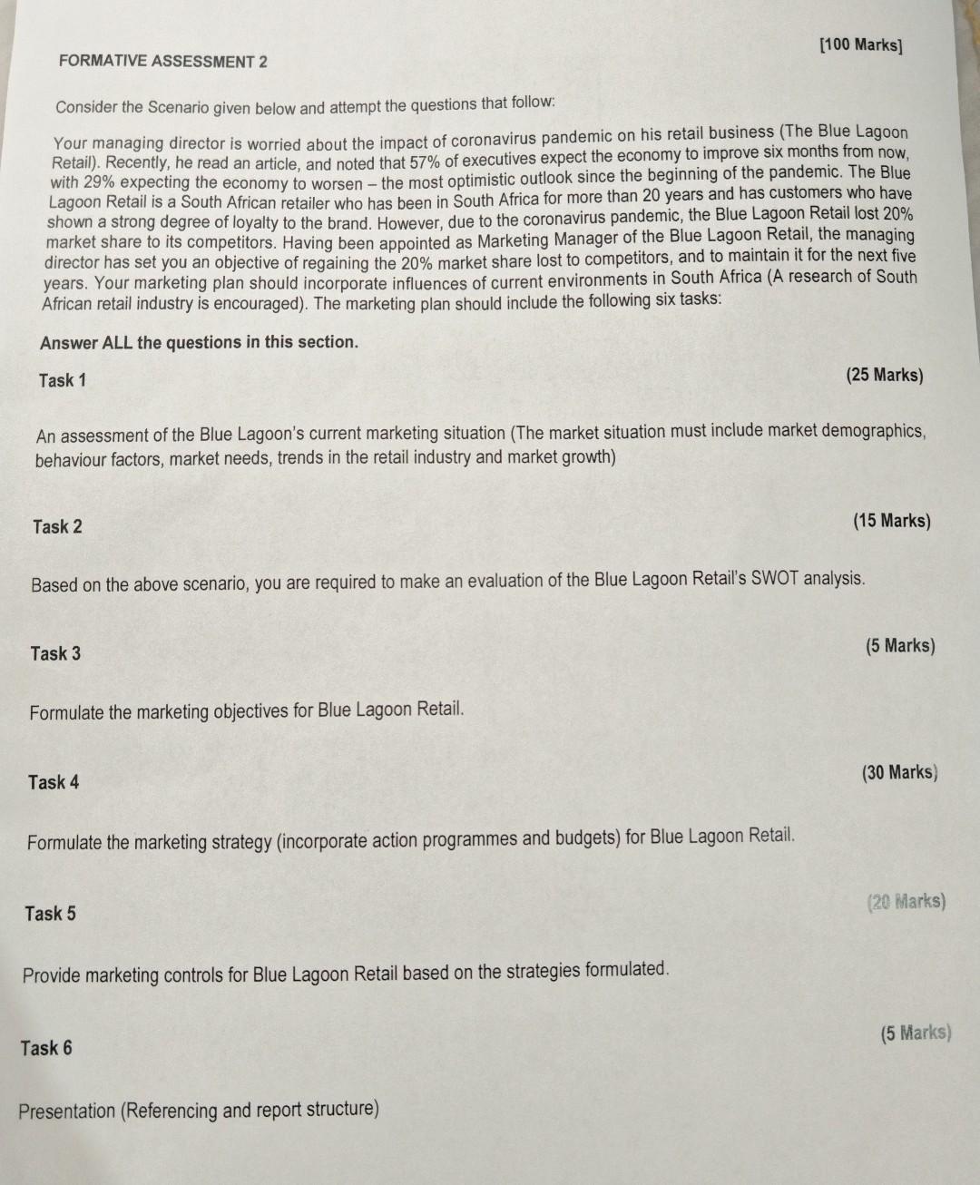 FORMATIVE ASSESSMENT 2 [100 Marks] Consider the | Chegg.com