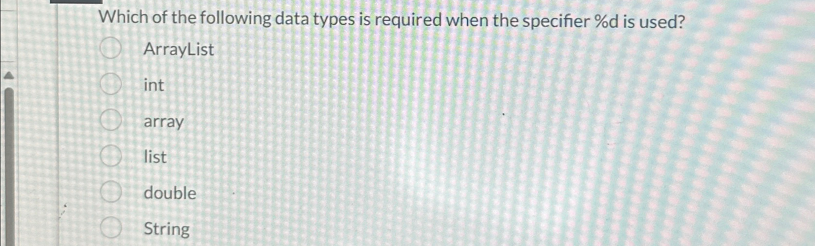Solved Which of the following data types is required when | Chegg.com
