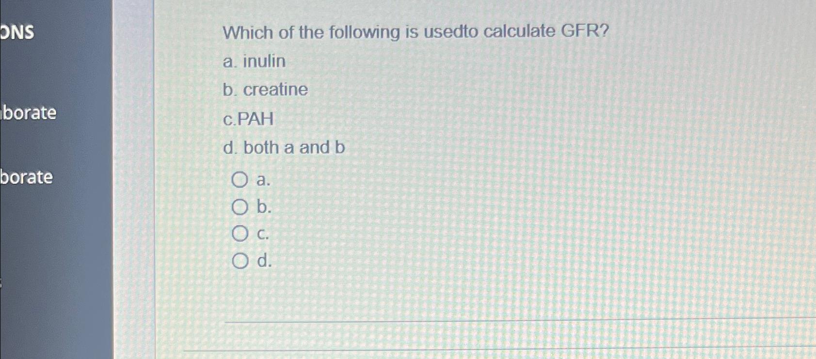 Which Of The Following Is Usedto Calculate Gfra