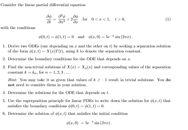 Solved Consider the linear partial differential | Chegg.com