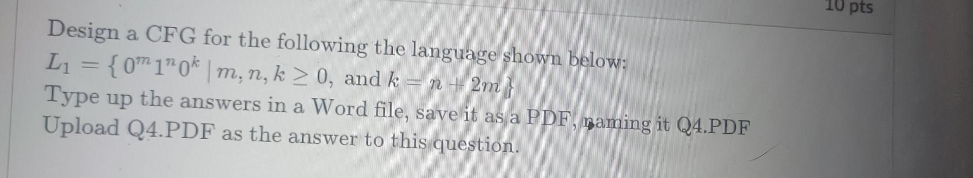 Solved Design a CFG for the following the language shown | Chegg.com