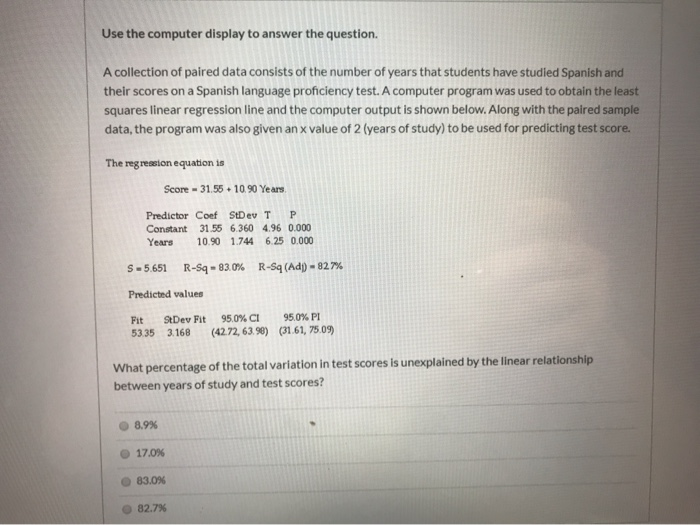 Solved Use The Computer Display To Answer The Question A