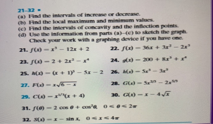Solved 21-32 - (a) Find the intervals of increase or | Chegg.com