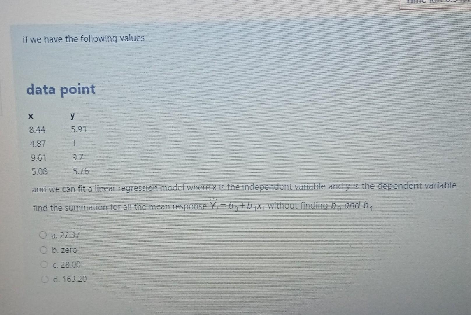 Solved if we have the following values data point X у 5.91 | Chegg.com