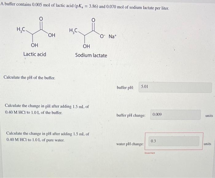 Solved A buffer contains 0.005 mol of lactic acid ( pK2=3.86 | Chegg.com