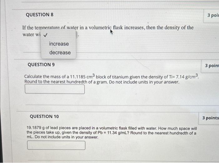 Solved You will be measuring the mass of water when | Chegg.com