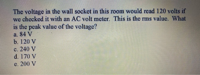 Solved The voltage in the wall socket in this room would | Chegg.com