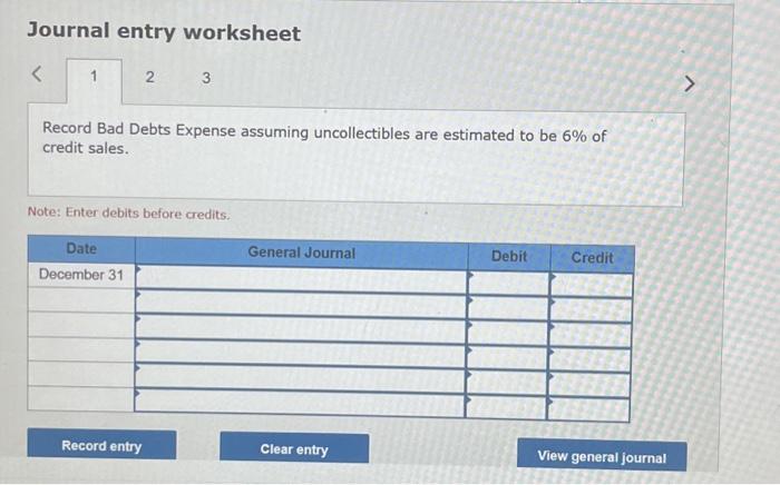 Solved Journal entry worksheet Record Bad Debts Expense | Chegg.com
