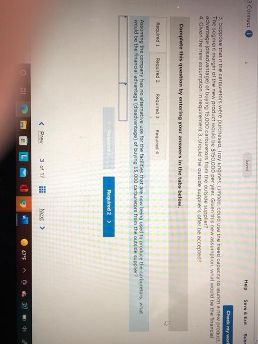 Solved Saved 3 Connect Help Submit Sove & Exit Check my work | Chegg.com