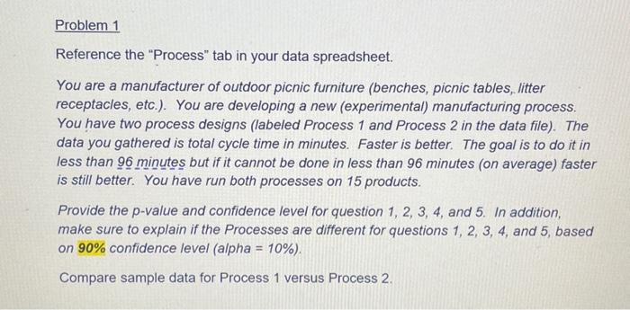 Solved Reference the "Process" tab in your data spreadsheet. | Chegg.com