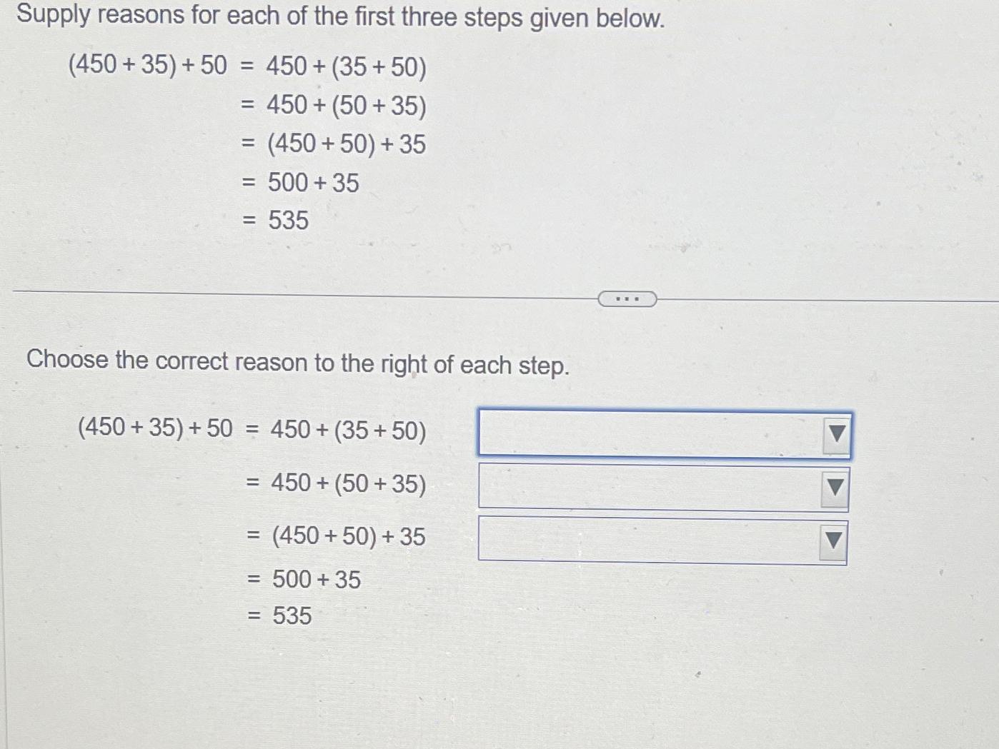 Solved Supply reasons for each of the first three steps | Chegg.com