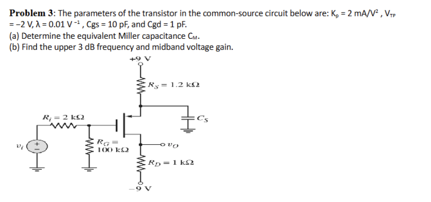 Solved Problem 3: The parameters of ﻿the transistor in ﻿the | Chegg.com