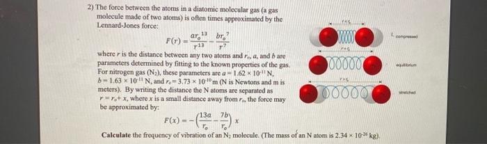 Solved como 2) The force between the atoms in a diatomic | Chegg.com