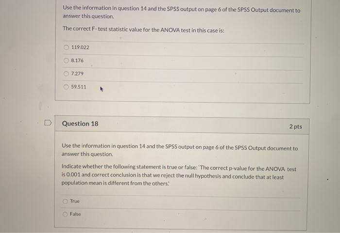 Solved Use the information in question 14 and the SPSS | Chegg.com