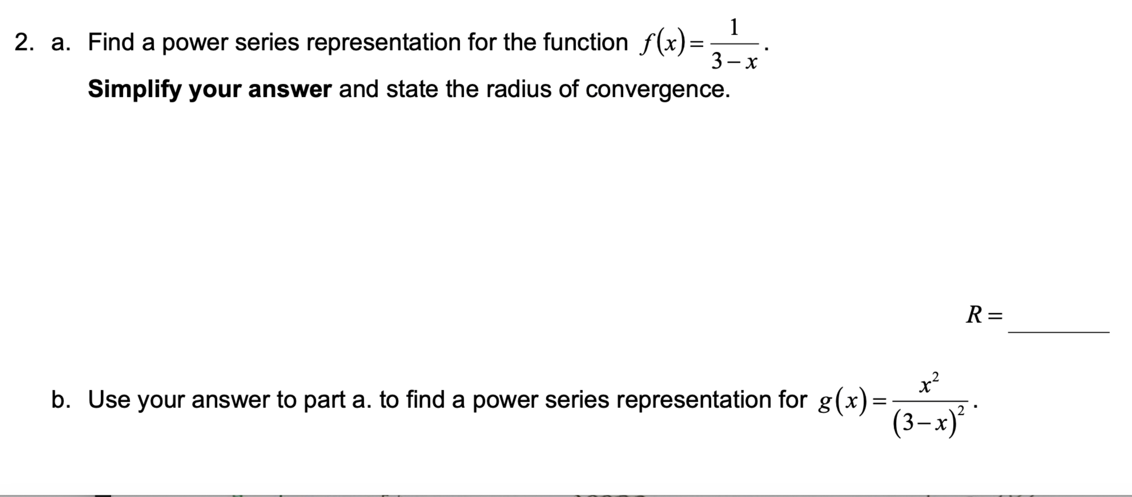 a. ﻿Find a power series representation for the | Chegg.com