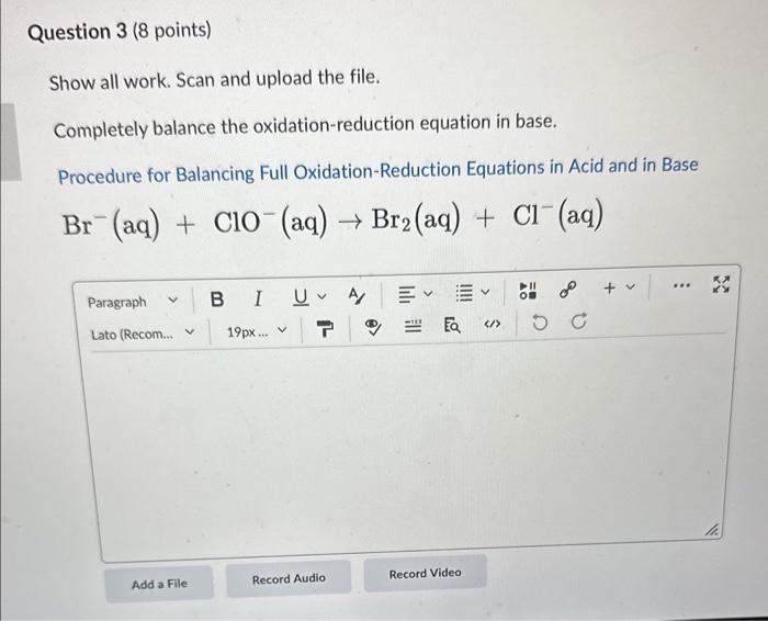 Solved Show all work. Scan and upload the file. Completely | Chegg.com