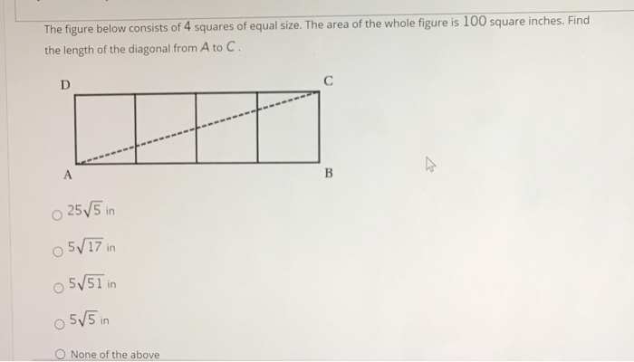 Solved The figure below consists of 4 squares of equal size. | Chegg.com