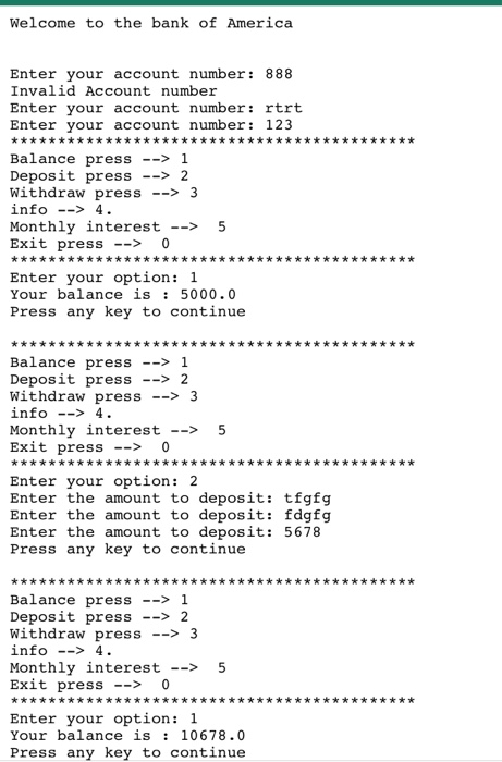 Solved Problem: write a program to simulate an ATM machine | Chegg.com