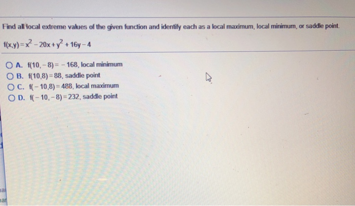 Solved Find all local extreme values of the given function | Chegg.com