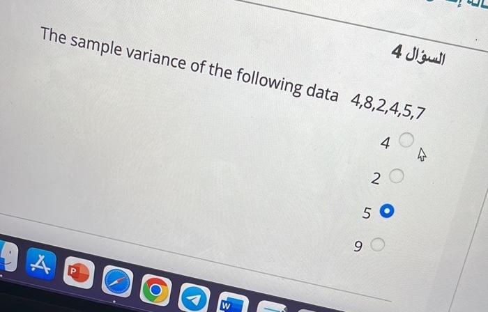 Solved The sample variance of the following data 4,8,2,4,5,7 | Chegg.com